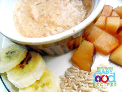 Plum, Banana and Brown Rice Puree